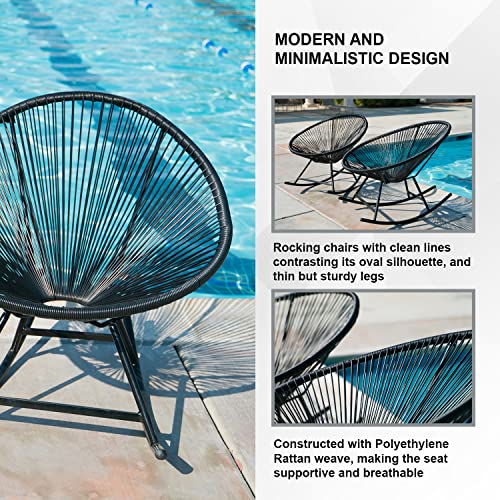 XBrand Hammock Weave Rocking Patio Chair, Black