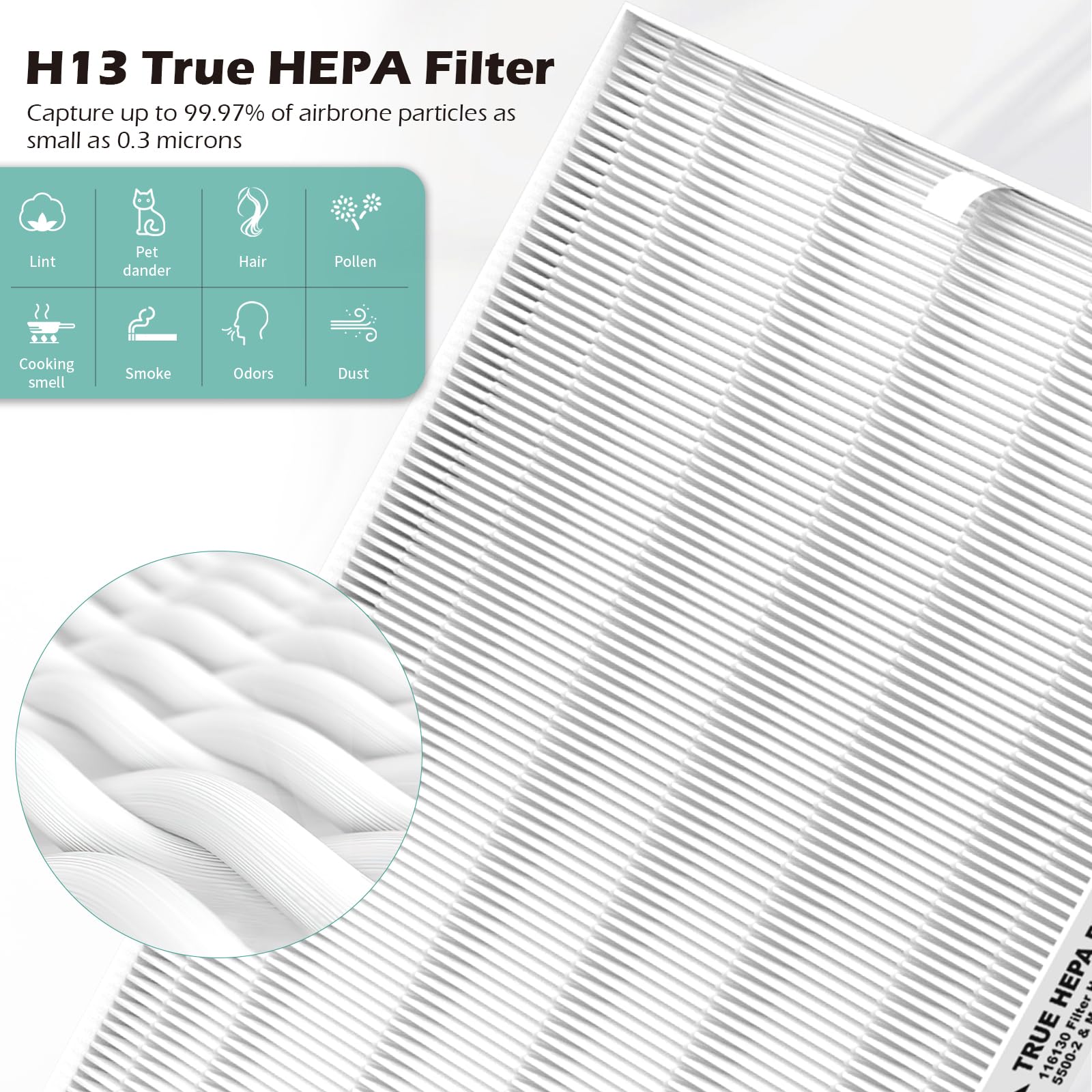 Breabetter 2 Pack 116130 Replacement Filter H Compatible with Winix 5500-2 Air Cleaner Purifier, with 1 Washable Fine Mesh Pre-Filter and 2 Activated Carbon Filters
