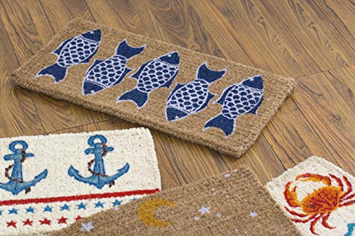 Creative Co-Op Natural Coir Doormat with Fish Images