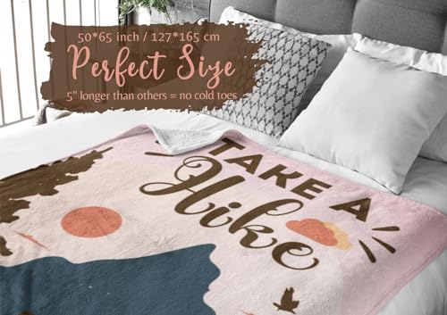 Cool Hiking Gifts for Women, Men, Couples, Throw Blanket for Hikers for Christmas, Birthday - 50" x 65" Take a Hike