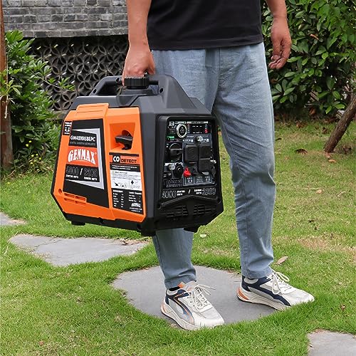 GENMAX Portable Inverter Generator, 4000W ultra-quiet 145cc gas engine,with Parallel and Series Capability, Electric Start, Ideal for Camping outdoor & Home backup power.EPA &CARB Compliant