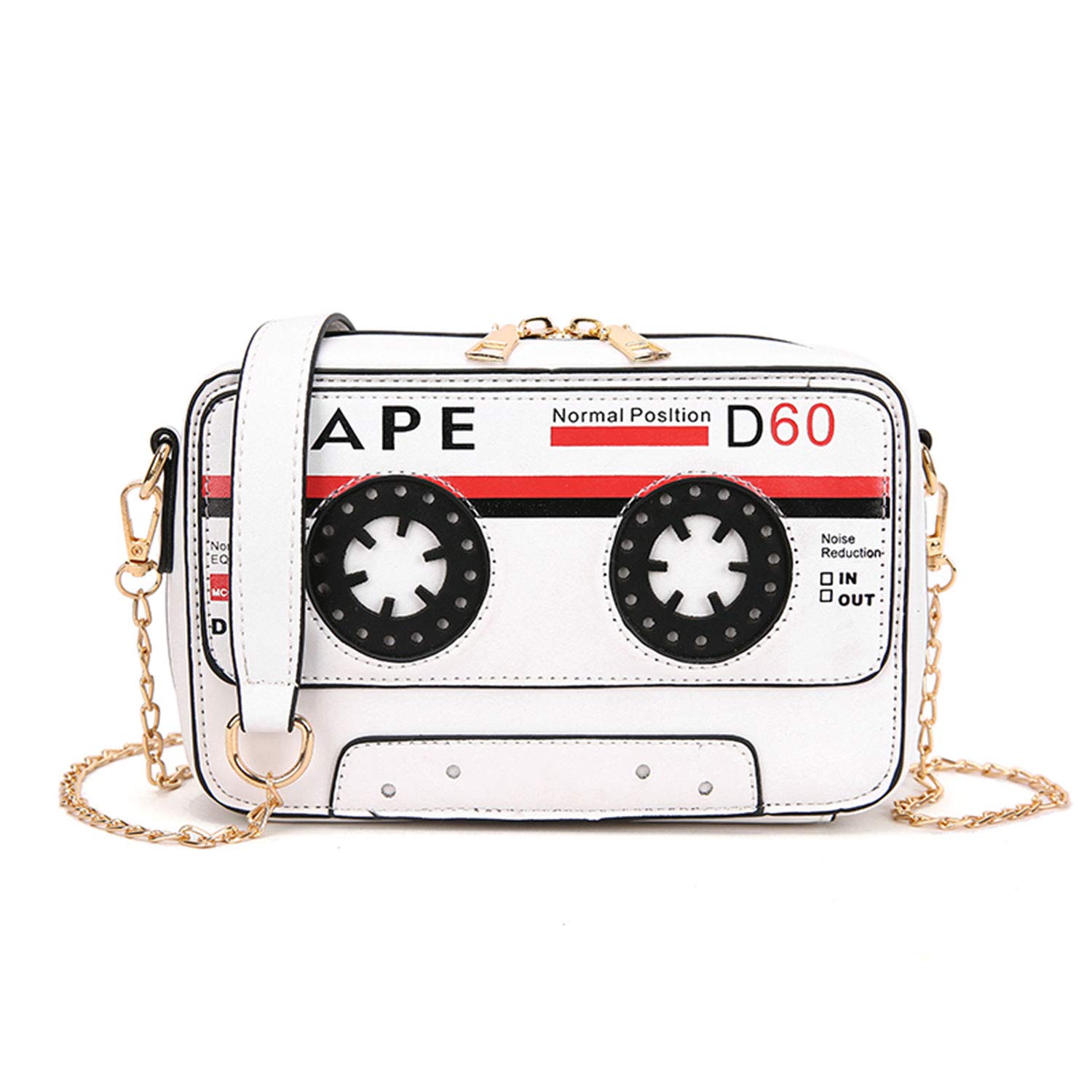 KUANG! Women Retro Cassette Shoulder Bag Tape Shaped Recorder Crossbody Purse Elegant Banquet Evening Handbag for Girls
