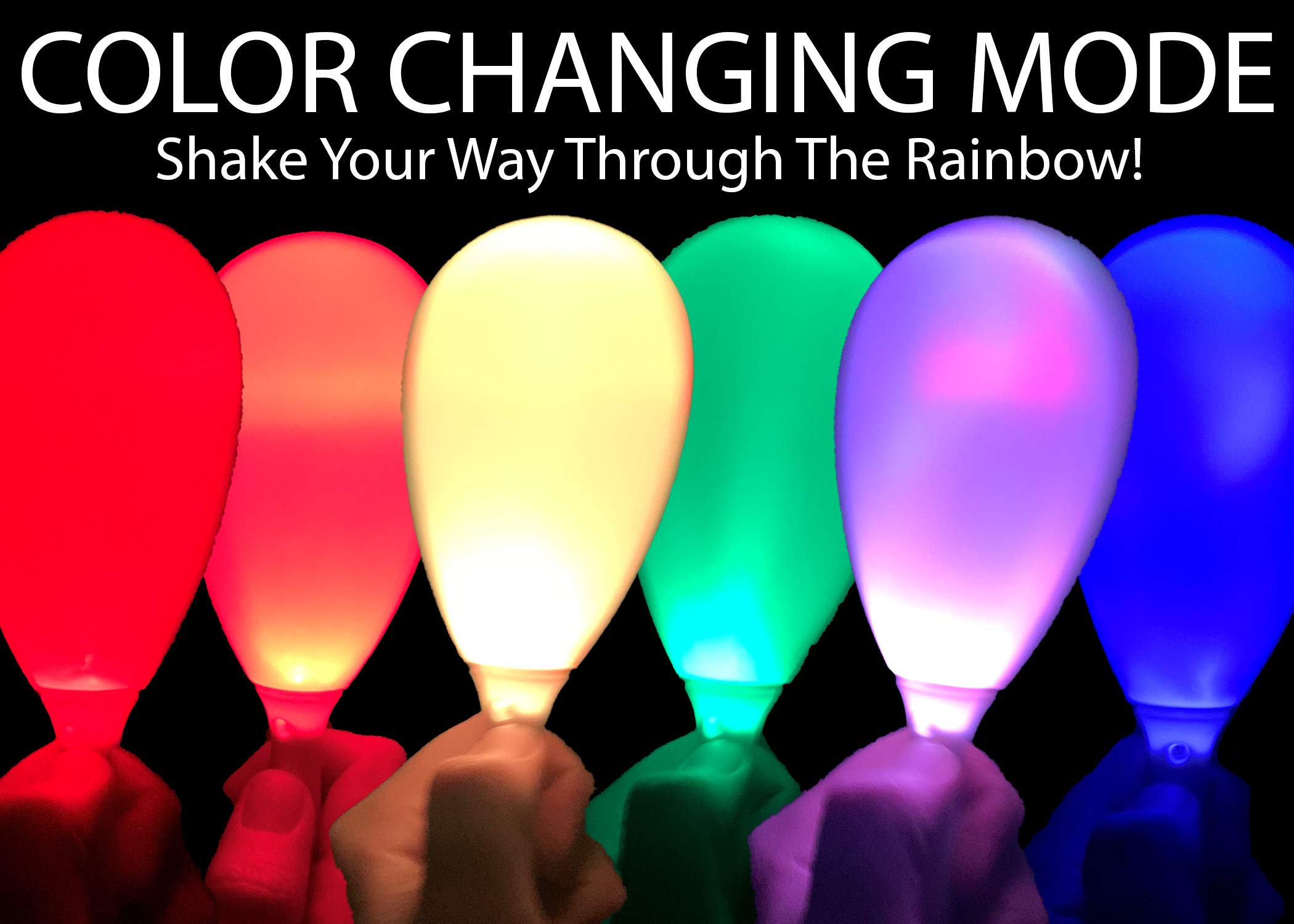 Pack of 2 Light Shakers LED Light Up Maracas - Choose From Multiple Modes: Solid Red, Green, and Blue; Plus COLOR CHANGE (Alternates Colors With Every Shake)