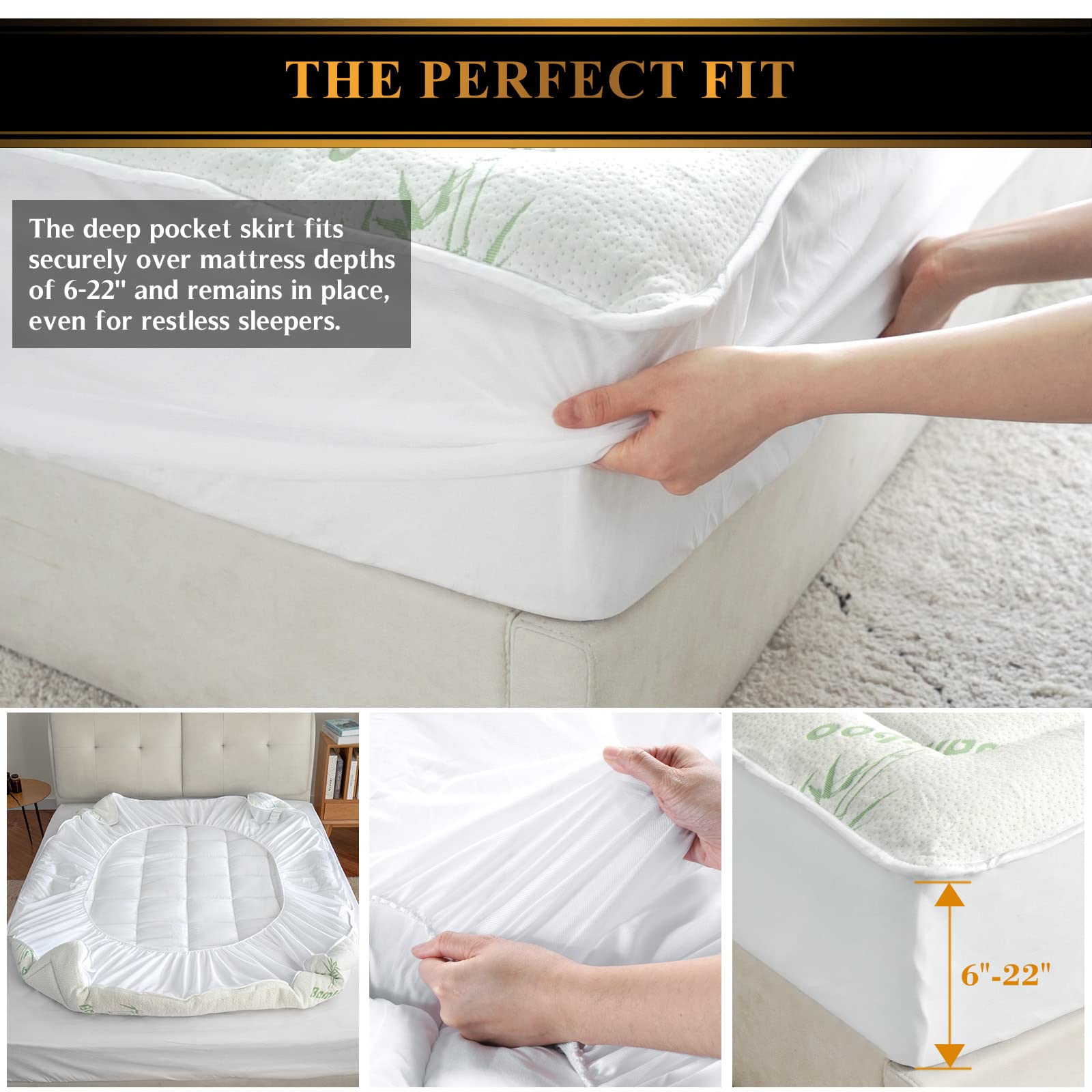 Mattress Pad Twin Size, Cooling Mattress Protector Pillow Top Cover Pad with 6-22 Inches Deep Pocket, Breathable Mattress Cover with Down Alternative Fill (39x75)
