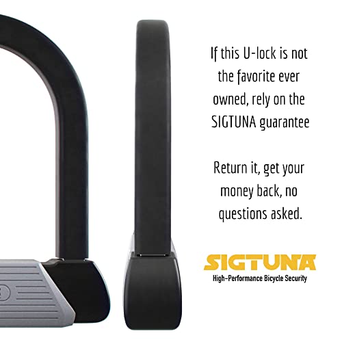 Bike U-Lock - Sigtuna Bike Lock Heavy Duty Anti-Theft with 4ft/1.2m Cable, Bicycle U-Lock with Sturdy Mounting Bracket for Mountain Bikes, Ebikes, Scooters