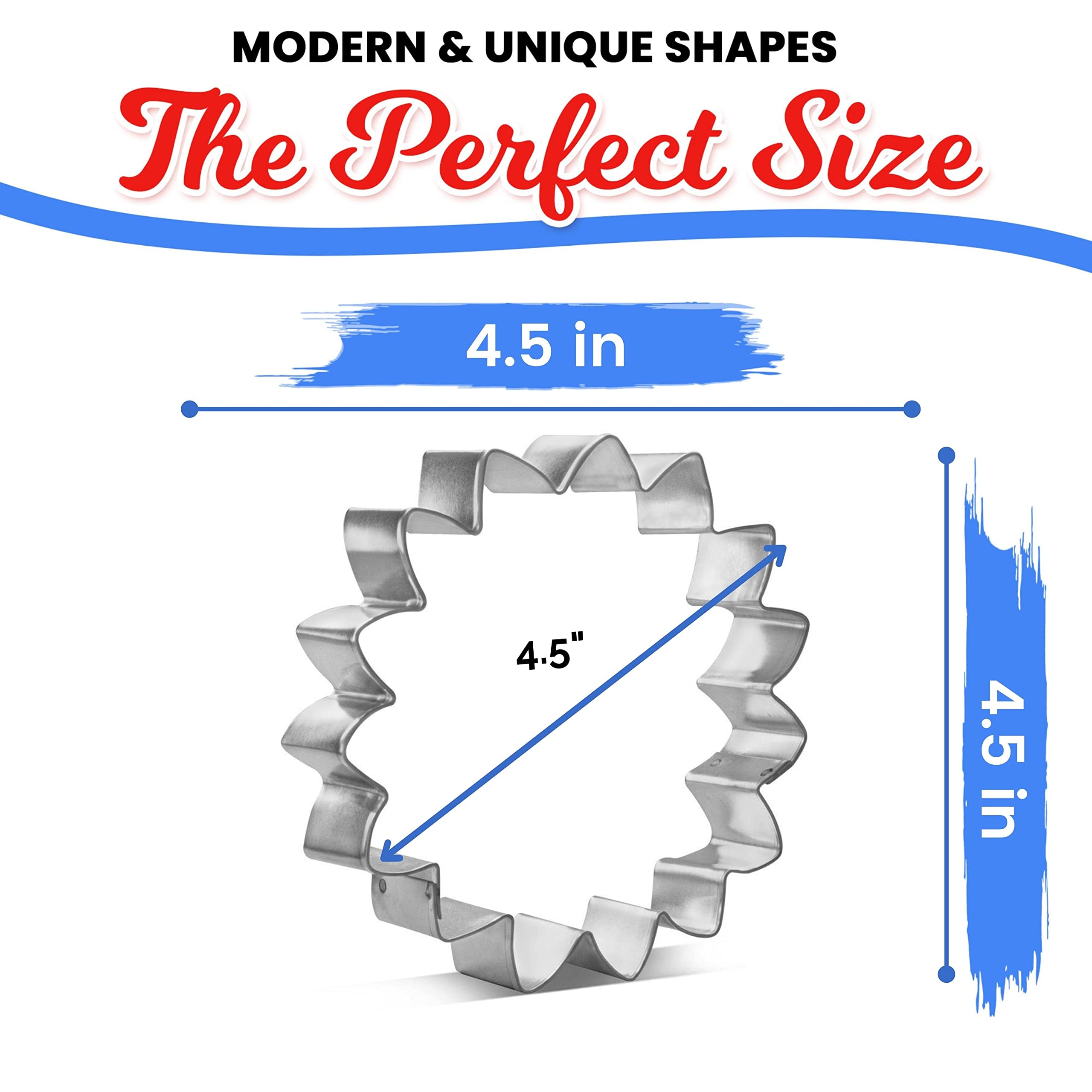 COOKIECUTTER.COM Large Sunflower Cookie Cutter 4.5 Inch –Tin Plated Steel Cookie Cutters – Large Sunflower Cookie Mold