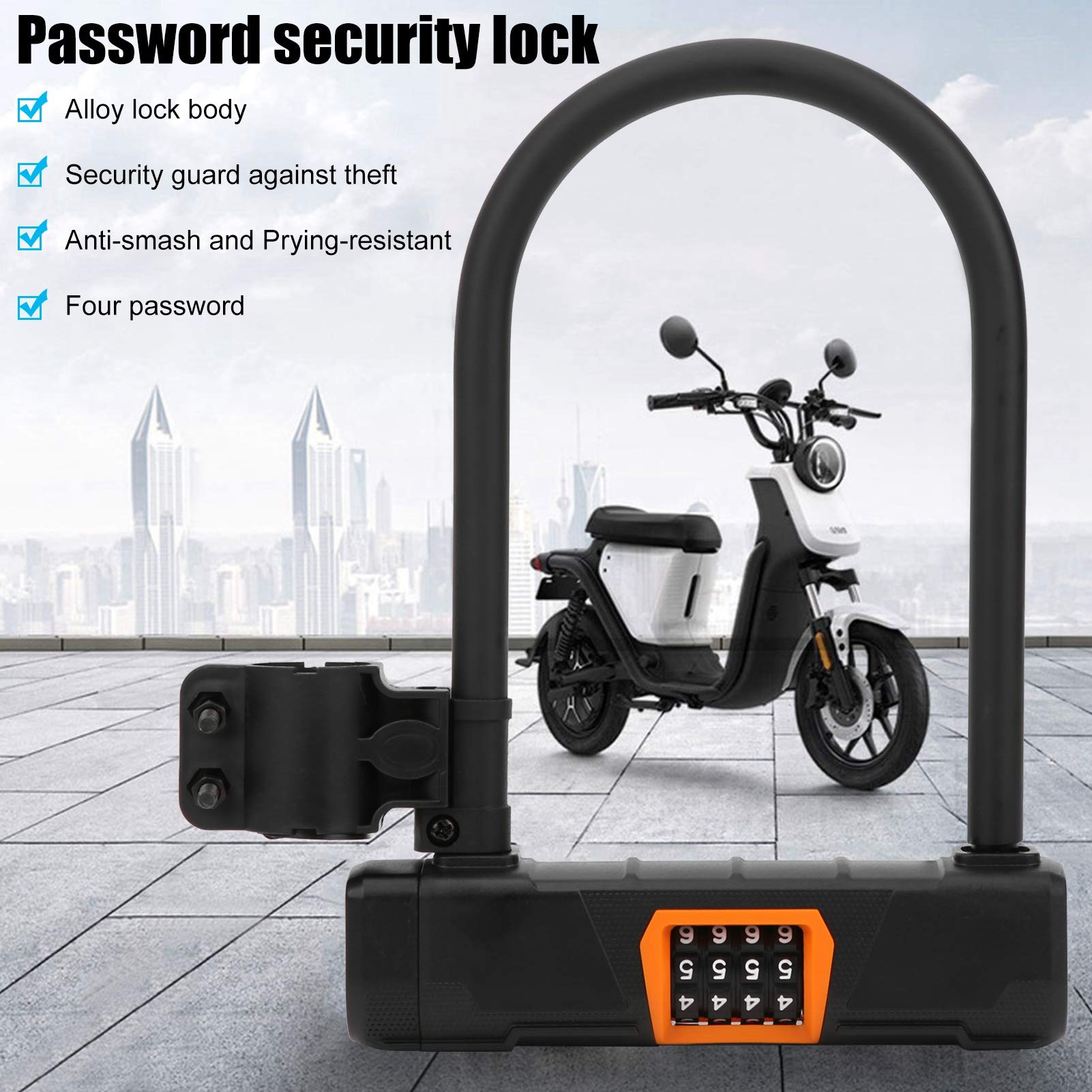 Bicycle U Lock, Bicycle Security Lock, Strong Durable for Motorcycles Scooters Skateboards Buggies