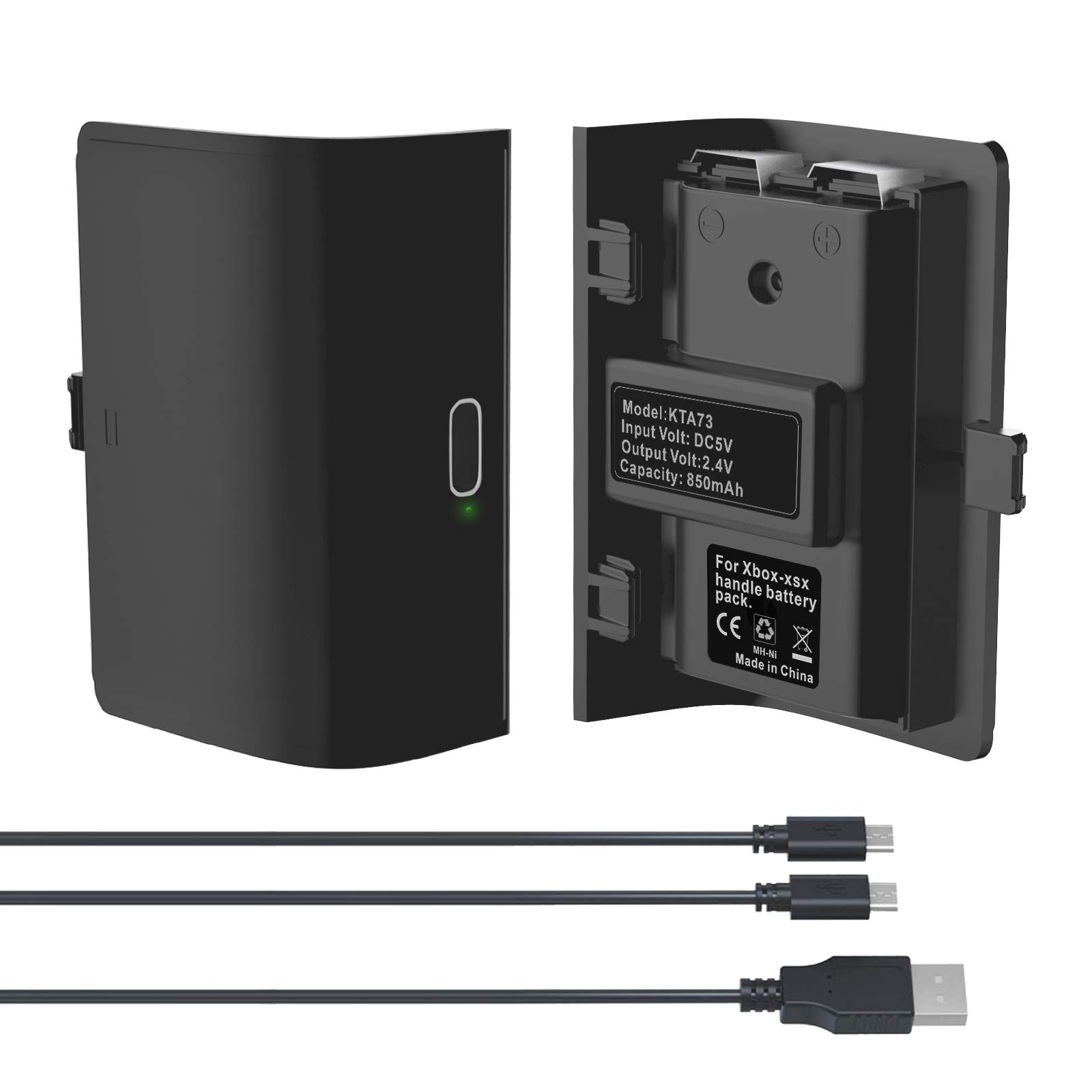Battery Pack for Xbox Series X S Controller, 850 mAh Rechargeable Charger, Wire Charging Cable LED Indicator (2 Pack)