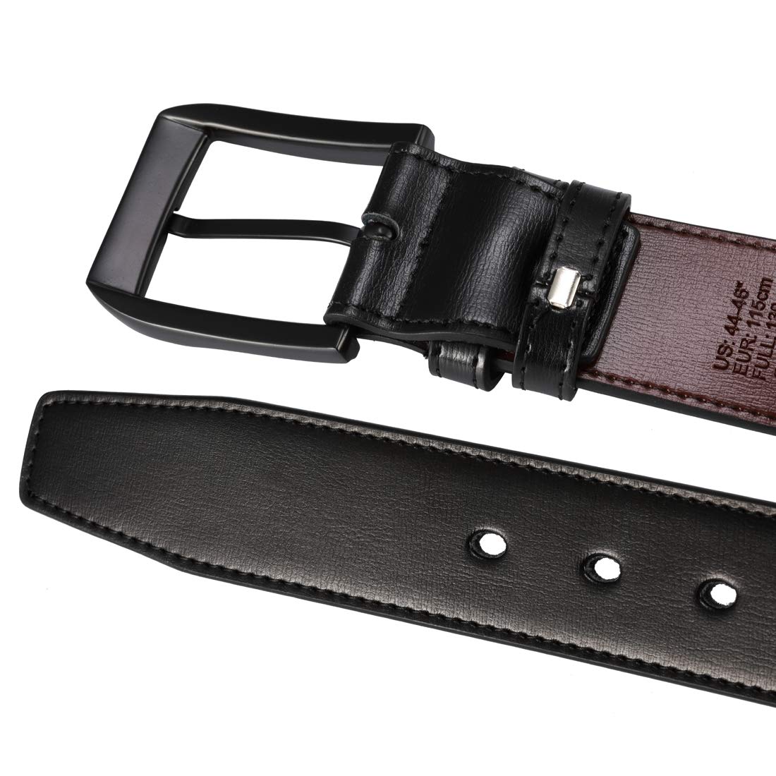 beltox fine Men’s Casual Leather Jeans Belts 1 1/2” Wide 4MM Thick Alloy Prong Buckle Work Dress Belt for Men(Black Belt with Black Buckle,50-52)