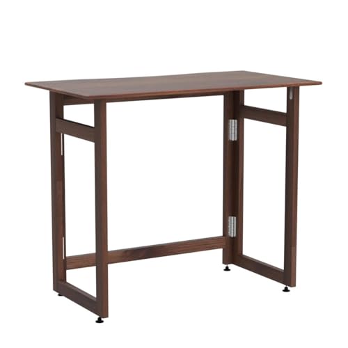 Dawn Riser Solid Wood Folding Table Desk, Writing, Laptop, PC, Space Saving, Easy Storage, Sleek Design, DIY Home Office Desk, Small Spaces Walnut Color