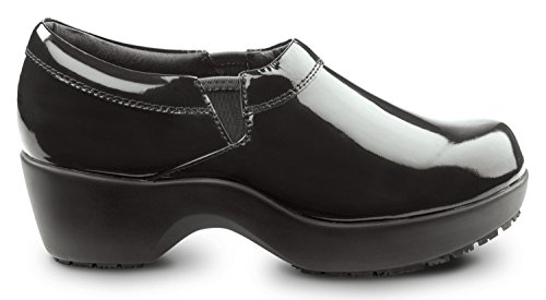 SR Max Geneva Black Patent, Women's, Clog Style Slip Resistant Soft Toe Work Shoe (8.0 M)