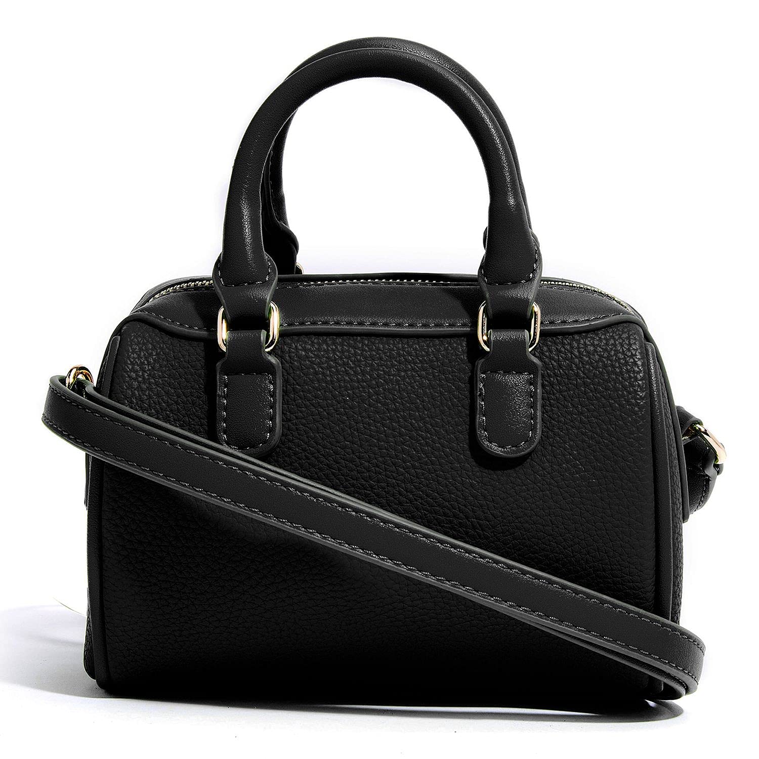 Like Dreams Women's Everyday Fashionable Micro Mini Barrel Vegan Leather Crossbody Handbag (Black)