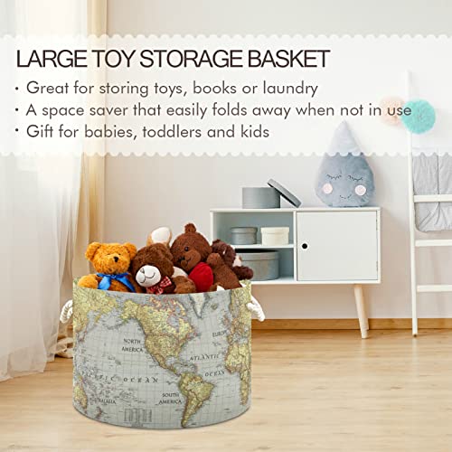 xigua Cotton Rope Basket World Map Painting Baby Laundry Basket Blanket Kids Toy Storage Basket Glove Box