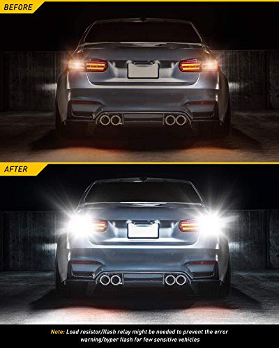AUXITO 912 921 LED Bulbs for Backup Reverse Light Bulbs, 2600 Lumens 4014 42-SMD, 6000K White, Non-polarity 906 W16W T15 921 LED Bulb Direct Back Up Turn Signal Replacement Lamp, Pack of 2