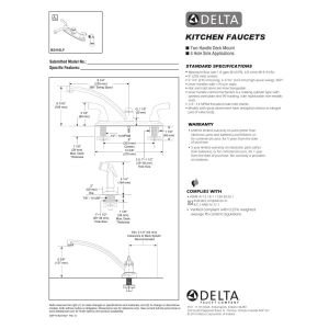 DELTA FAUCET B2410LF Kitchen Sink Faucet, 9.25 x 10.63 x 9.25 inches, Chrome