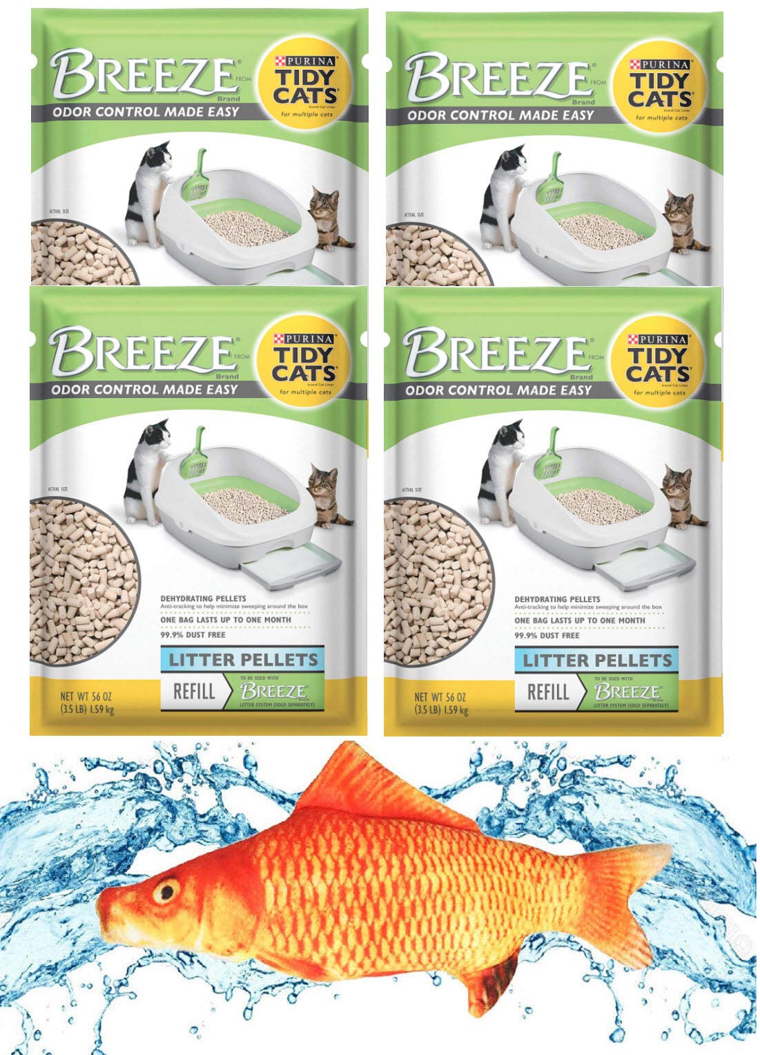 Kitti Variety Pack Bundle Including a 7.5" Triple Strength Catnip Toy and Tidy Cats Breeze Pellets (4) 3.5lb Bags.