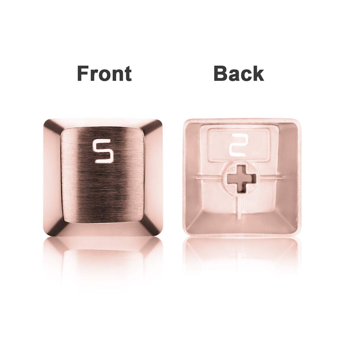 Fitlink FPS & MOBA Gaming Keycaps, Stainless Steel Metal Keycaps with Key Puller for Mechanical Keyboard Cherry Mx Switch 9 (WASD,Rose Gold)