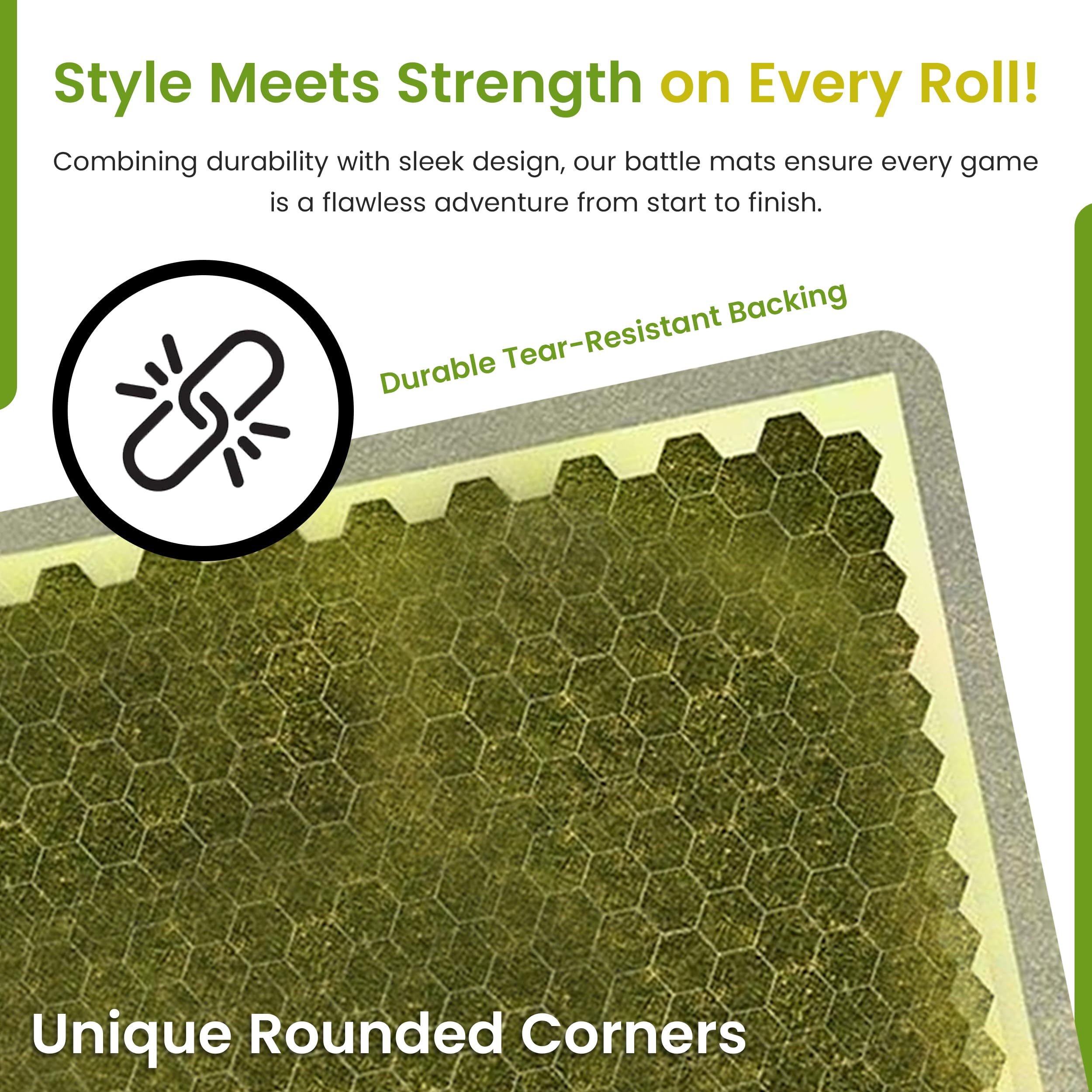 IT'S A SKIN DND Battle Game Mat - 36x24 Inch Dungeons and Dragons Map for Roleplay Games, Warhammer, Grid Tabletop - Includes 4 Dry Erase Markers & Cleaning Cloth - RPG HEX Grid Gross/Moss Theme