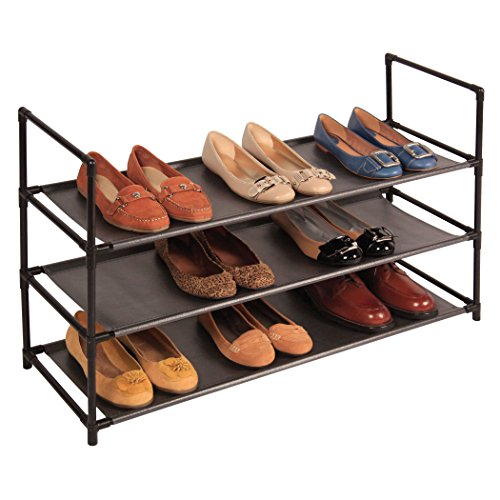 Richards Homewares Fabric Freestanding Shoe Rack, 3-Tier, Black