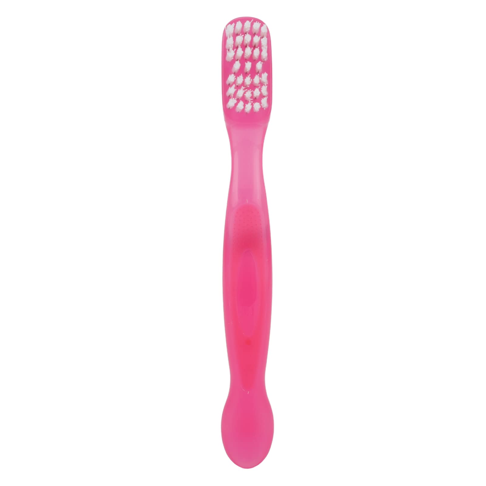 CHICIRIS Denture Toothbrush, Safe Ergonomic Plaque Removal Soft Hair False Teeth Brush Professional Double Sided for Home Travel (Pink)