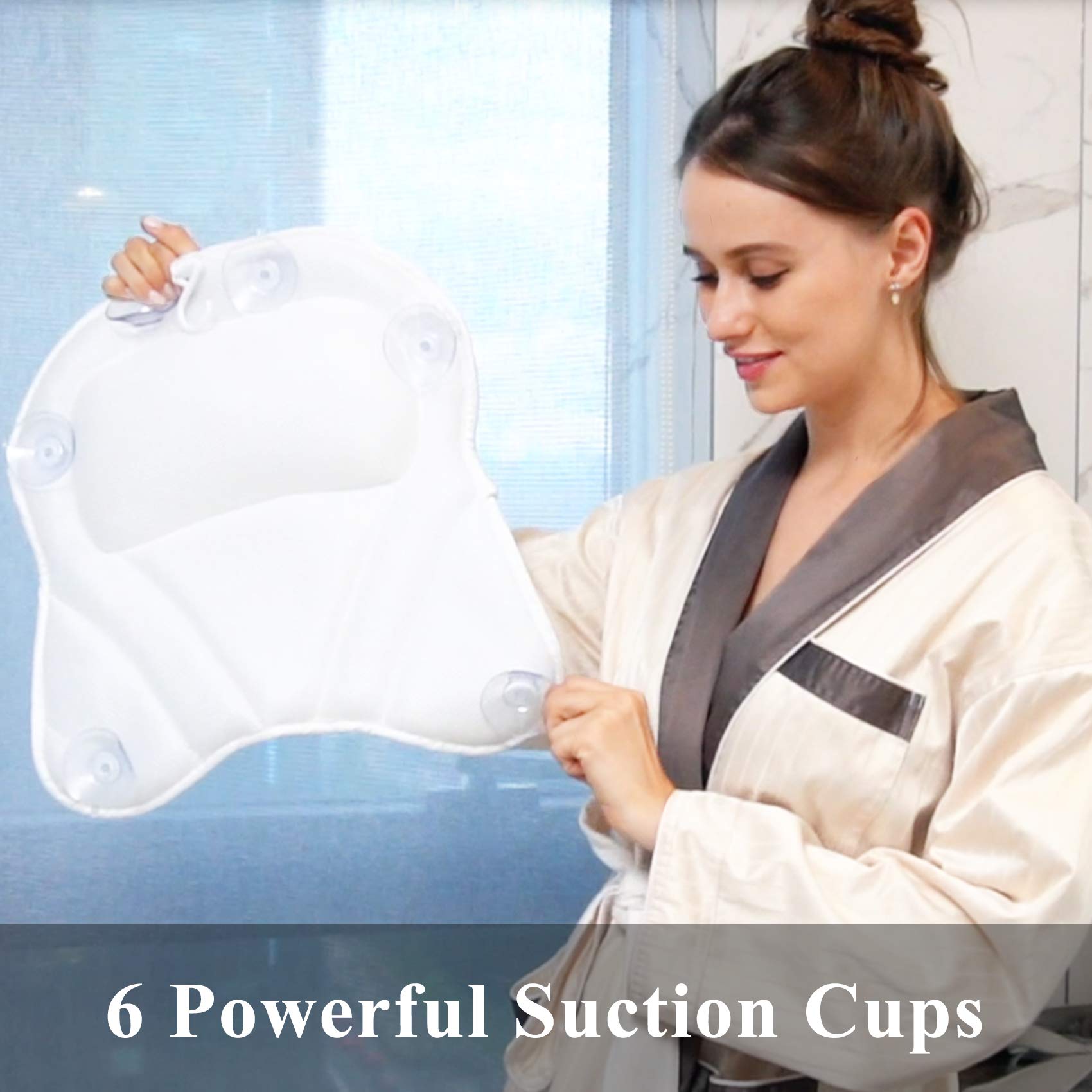 Bath Pillow Spa Bathtub Pillows Tub Cushion Head,Neck,Shoulder and Back Support Rest with 6 Nonslip Strong Suction Cups Home Bathing Relaxation 4D Mesh Material Bathing Decor Gifts