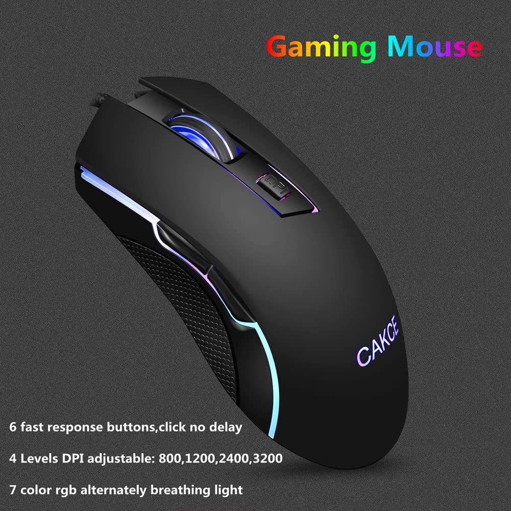 Cakce RGB 89 Keys Backlit Gaming Keyboard and Mouse bo,USB Wired Mechanical Feeling Gaming Keyboard and Gaming Mouse for for Desktop, puter, PC Game and Work,Black