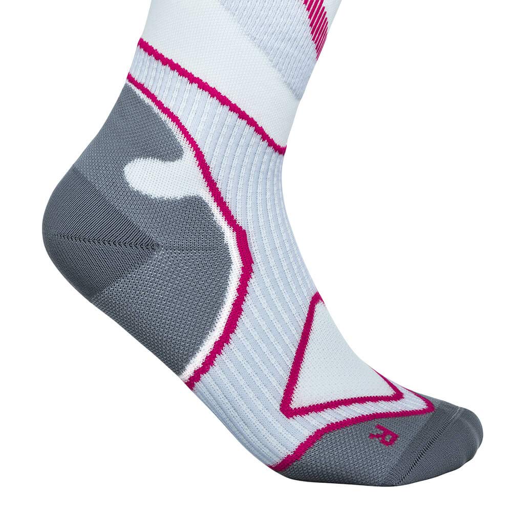 Bauerfeind Run Performance Compression Socks - Targeted Compression Zones - Increased Ankle Stability - Heel and Sole Relief for Running, Jogging, Walking & Sports (Women, White, 9.5-11, L)