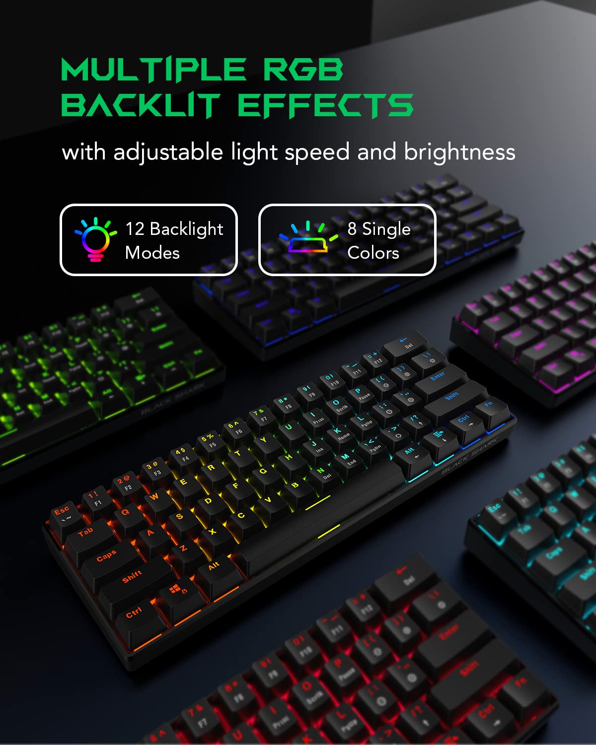 Black Shark RGB Mehcanical Mini Keyboard with Large Gaming Mouse Pad(31.5” x 11.8” x 0.15”)