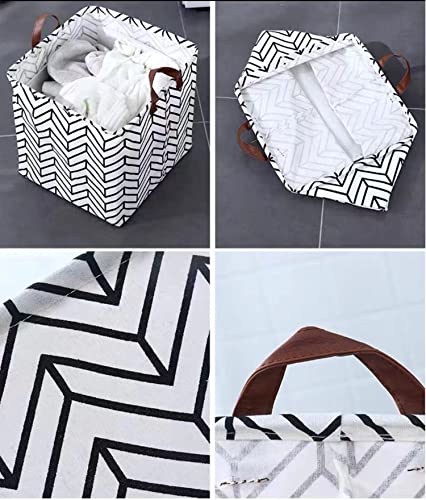 ESSME 3PACK Square Storage Bin,Cotton Fabric Laundry Baskets,Collapsible Waterproof Toy Storage Bin with Handles for Family Storage,Shelf Baskets,Bedroom(3pack Geometry)