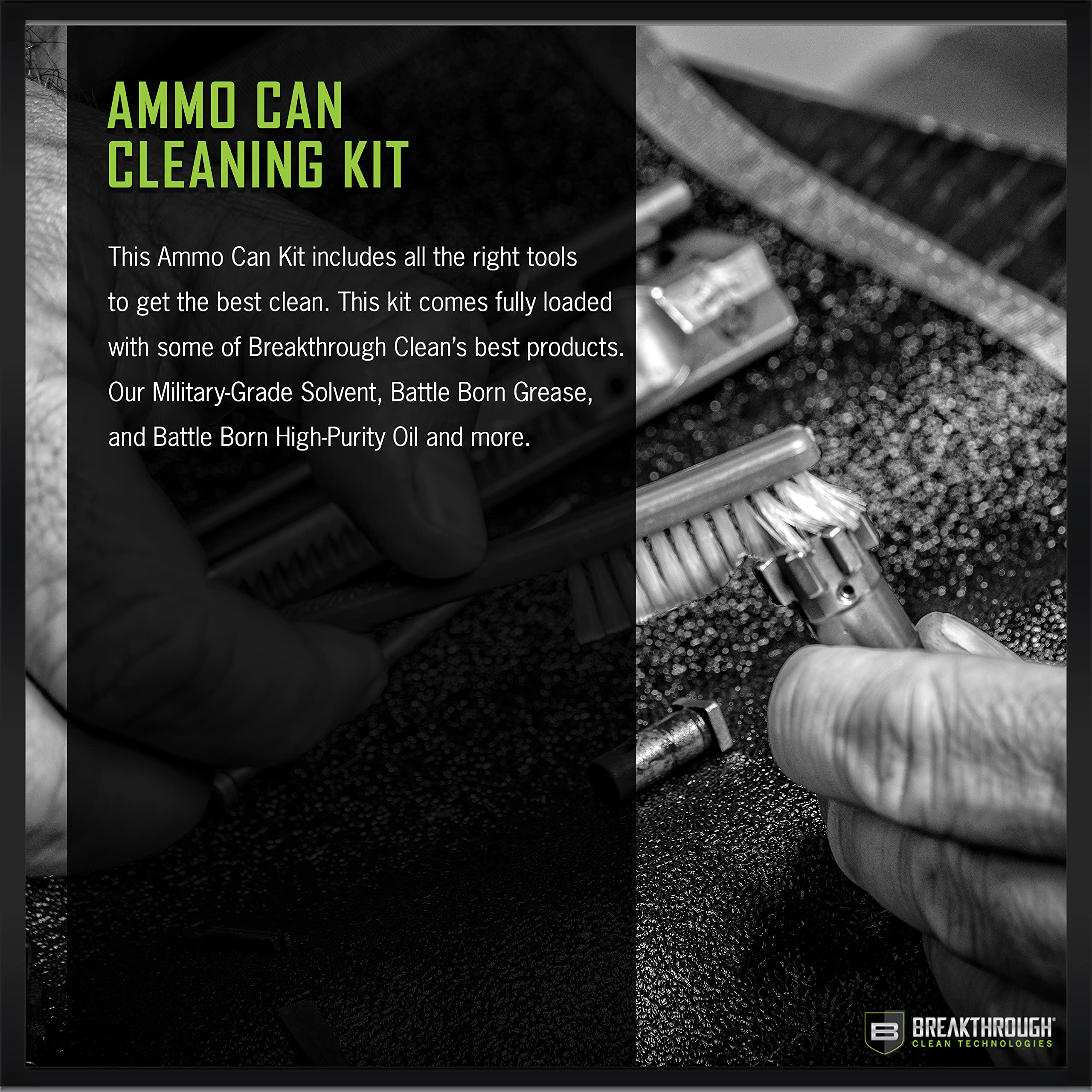 Breakthrough Clean Universal Gun Cleaning Kit - Ammo Can Case with Gun Cleaning Supplies - .22 Caliber - 12 Gauge