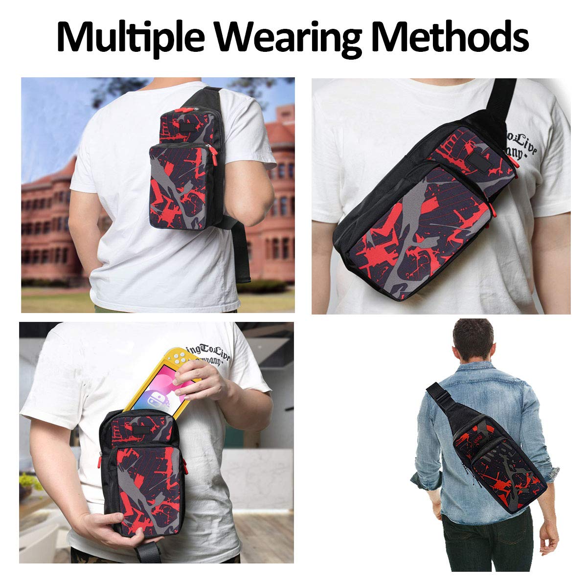 AOPUTTRIVER Travel Bag for Nintendo Switch Nintendo Switch Storage Backpack Protective Storage Sling Backpack Shoulder Bag for Nintendo Switch, Dock, Joy-Con Grip&Switch Accessories, iphone and iPad