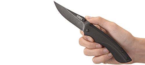 CRKT Burnout EDC Folding Pocket Knife: Everyday Carry Folder with Frame Lock, Drop Point Blade, Black Stonewash Finish, Thumbstud, Assisted Opening, Carbon Fiber and G10 Handle 4123K