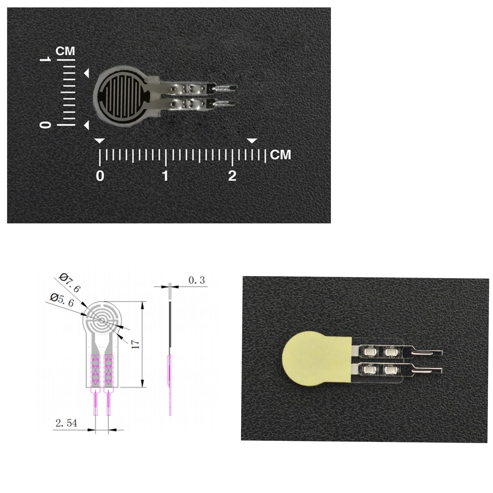 Force Sensing Resistor, Pressure Sensor, 20GM-2KG Force Sensor, High Precise Flexible Force Gauge for Home Industry (2 Pack)