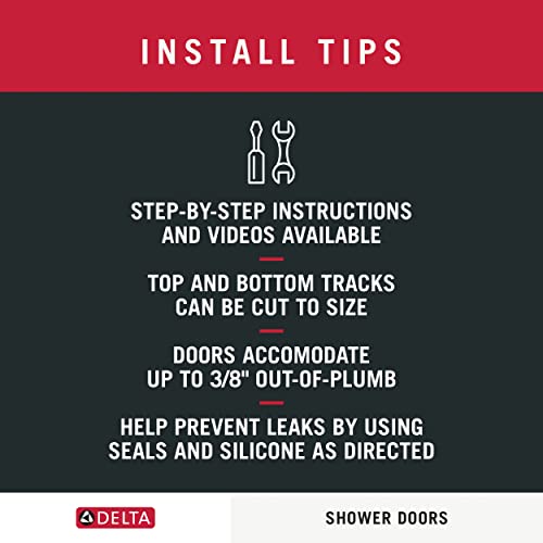 Delta Shower Doors SD3172271 Trinsic Semi-Frameless Traditional Sliding Shower Door 60in.x70in, Chrome Track