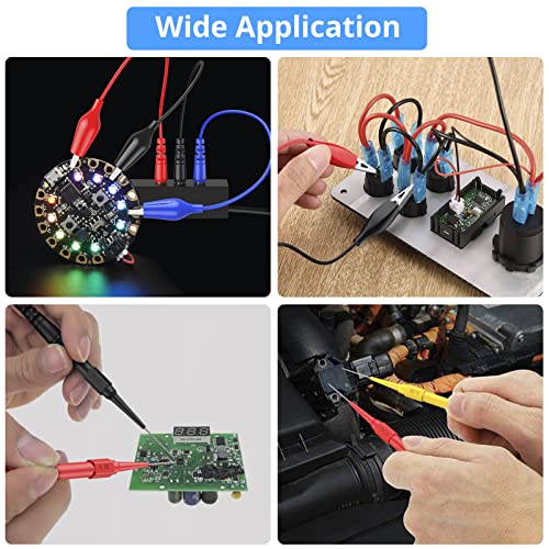CAMWAY 25pcs Back Probe Test Lead- 15pcs Back Probe Pins & 5pcs Banana Plug to Alligator Clip 5 PCS Alligator Clips for Multimeter Diagnosis Circuit Testing