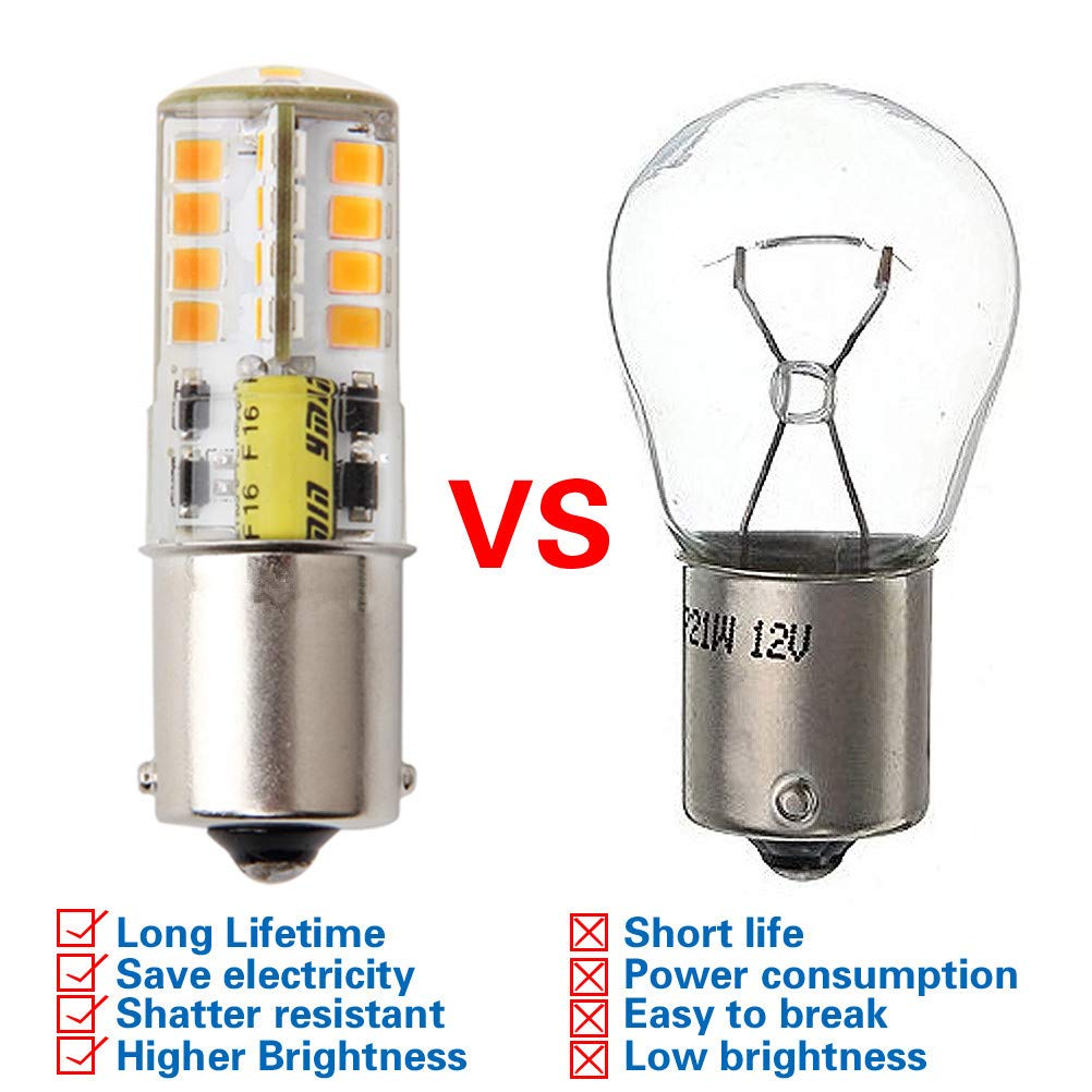 HRYSPN 4PCS BA15S LED Bulb 12V, Waterproof Bulb, 1141 1156 Bayonet Single Contact Base for Landscape RV Camper Interior Marine Boat Trailer Lights, Warm White 3000K