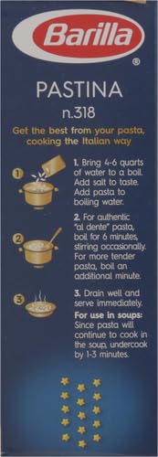 Barilla Pastina Pasta, 12 oz. Box - Non-GMO Pasta Made with Durum Wheat Semolina - Kosher Certified Pasta