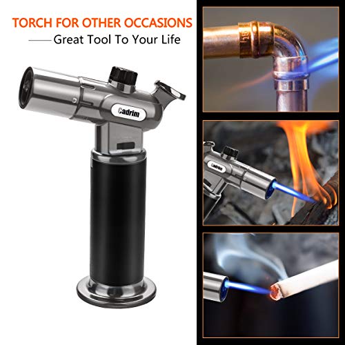 Cadrim Butane Torch, Refillable Culinary Blow Torch Double Fire Cooking Torch and Small Adjustable Flame Kitchen Torch for Creme Brulee, Baking BBQ(Butane Fuel Not Included)