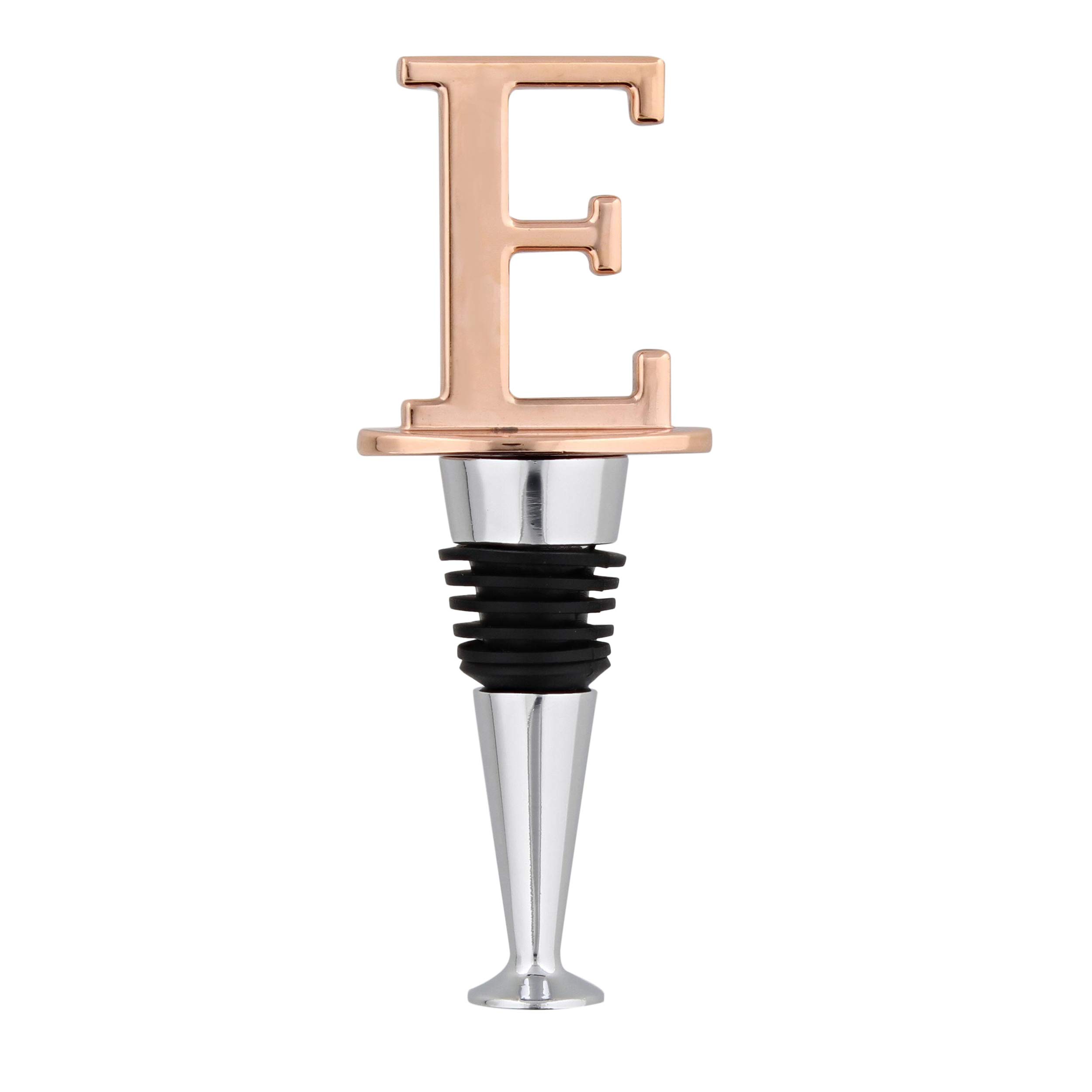 Bottle Wine Stopper Top Closer Seal with Monogrammed Letter βNβ in Rose Gold - Reusable Wine Cork Saver Sealer Plug 1pk
