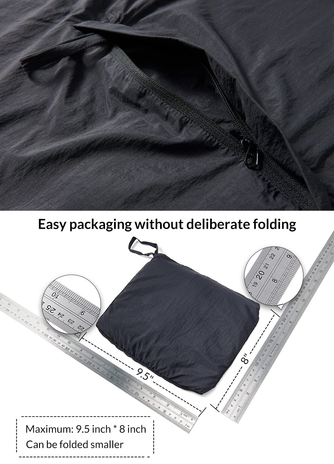 BALEAF Men's Cycling Windbreaker Jackets Lightweight Windproof Packable Pockets Reflective Water-resistant UPF40+ All Weather Black L
