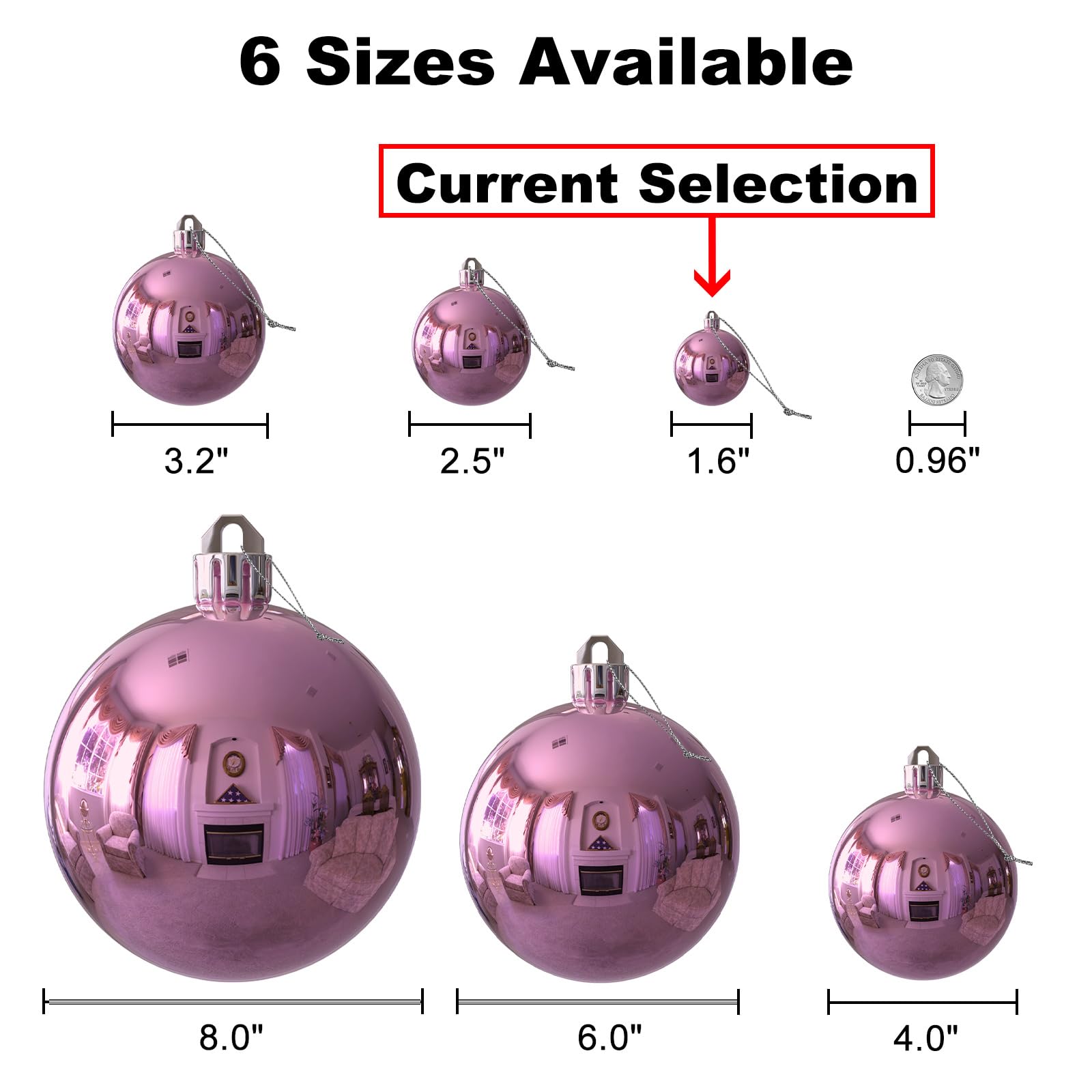 Bubblegun Pink 1.6" Small Christmas Balls Christmas Tree Decoration Ornaments Shatterproof Hanging Balls for Birthday Valentines Day Easter Holiday Wedding Decorations Set of 36pcs