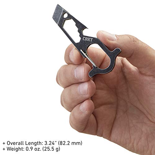 CRKT Pryma Stainless Steel Multitool: Compact and Lightweight EDC Metal Multi-Tool with Pry Bar, Hex Wrench, Bottle Opener, Glass Breaker, and Carabiner 9011