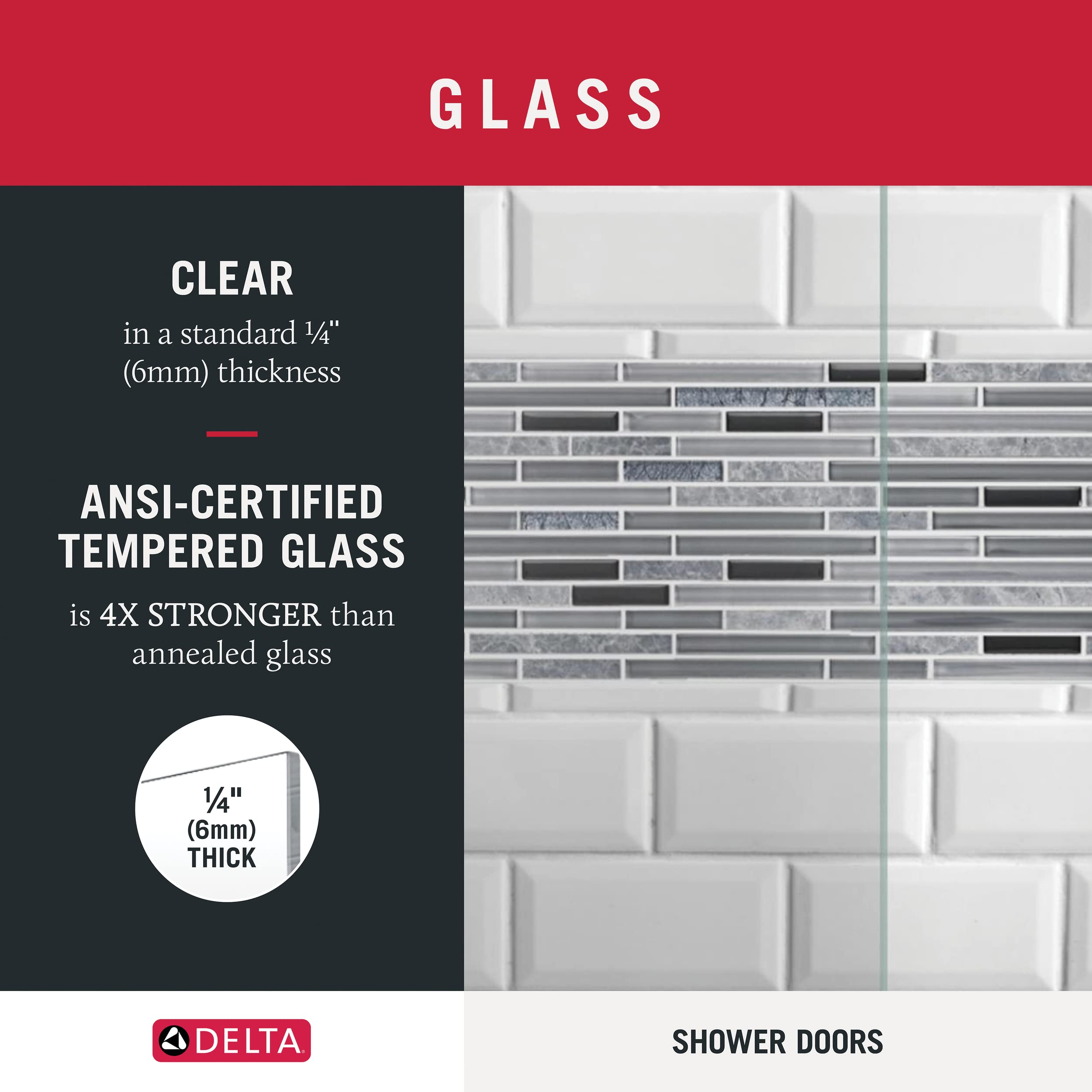 Delta Shower Doors SD3927434 Classic Semi-Frameless Contemporary Sliding Bathtub 60" x58-3/4, Nickel Track