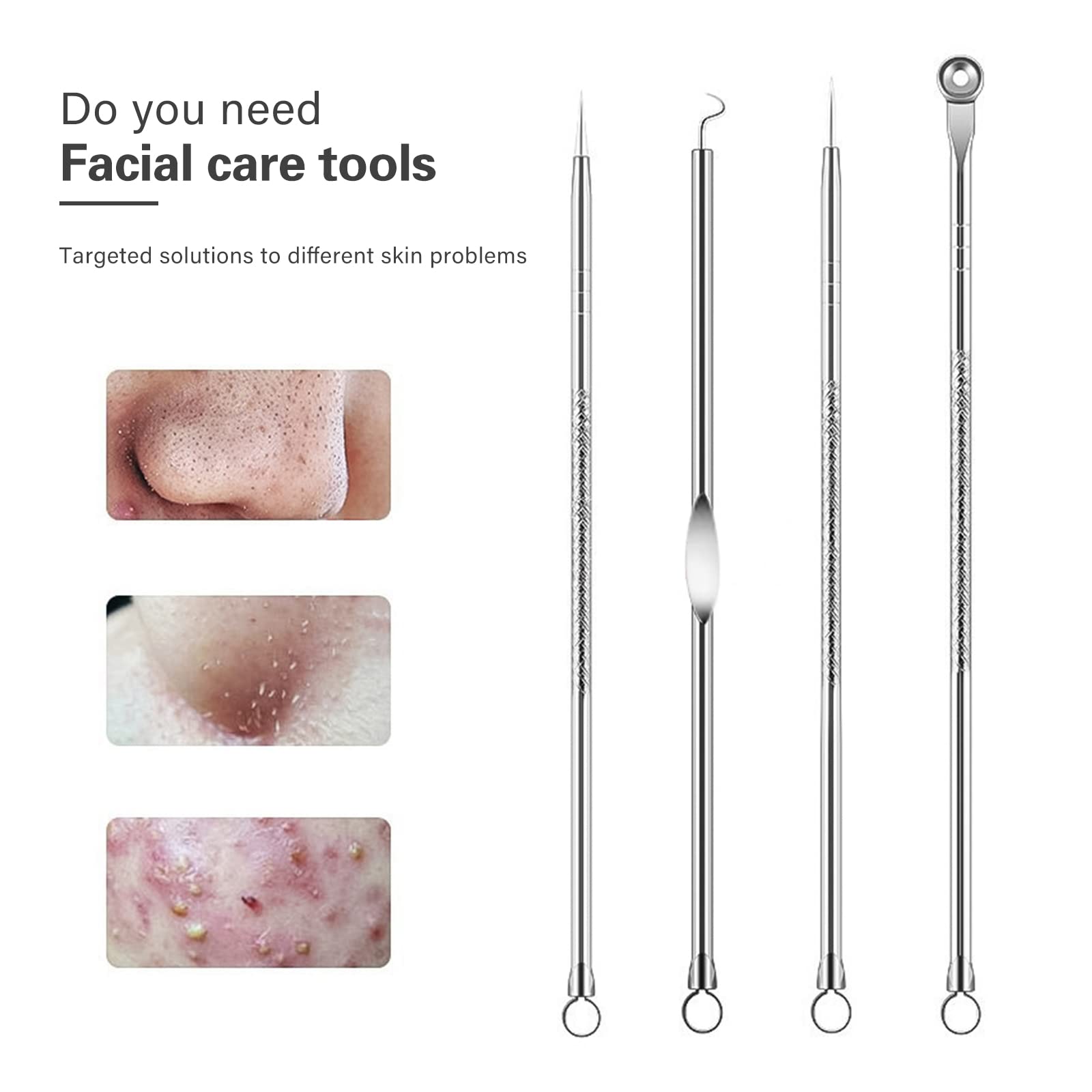 Blackhead Removal Tool, Pimple Popper Extractor Tool Kit, Used for Removing Blackheads, Acne, Comedone, Flaw White Heads on Nose and Face, Professional Stainless Steel Removal Tool.