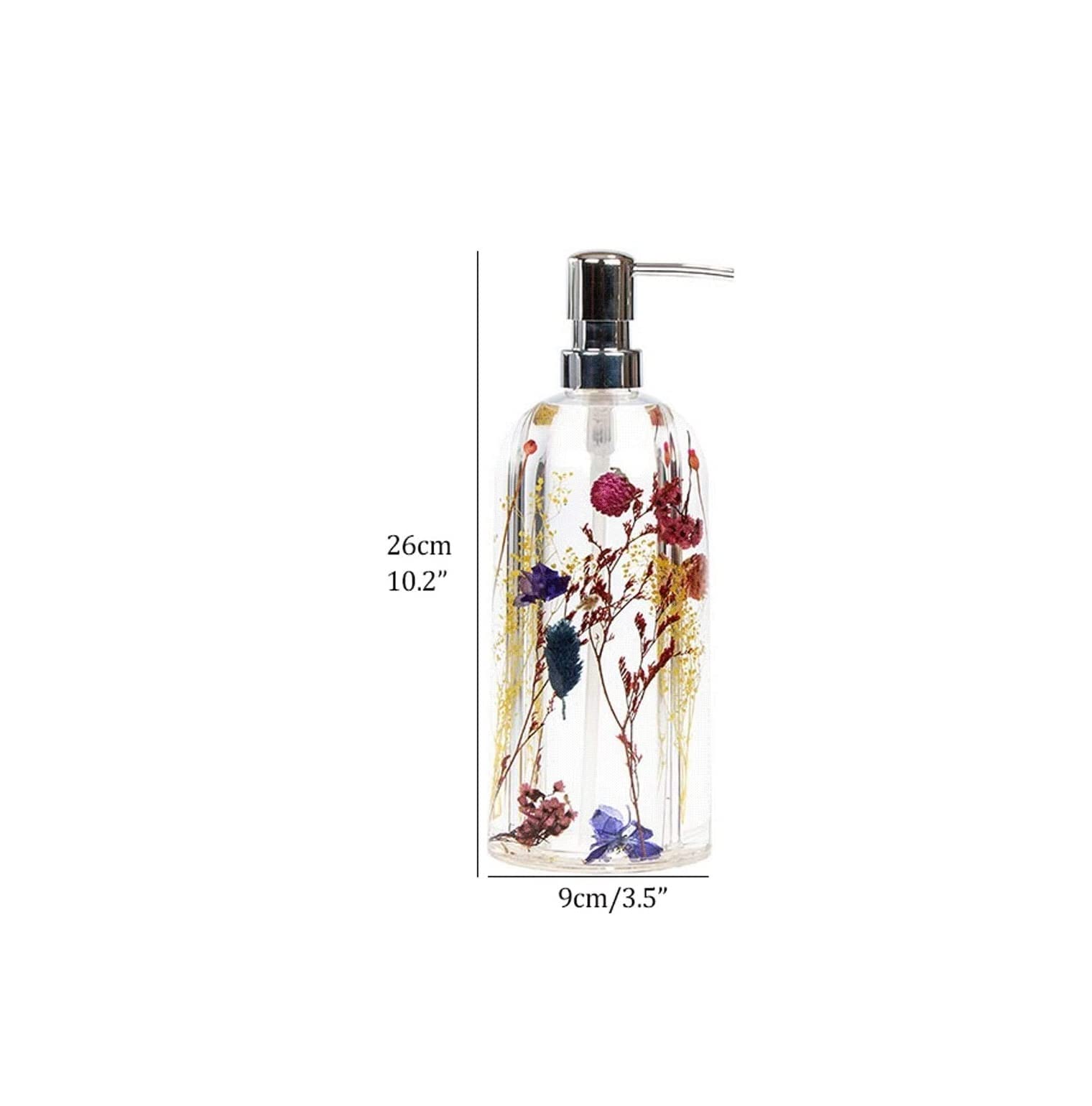 Bottles Acrylic Soap Dispenser Lotion Dispenser with Natural Peacock Flowers Clear PumpBottle for Bathroom Counter Holder (Color : Large Soap Dispenser)