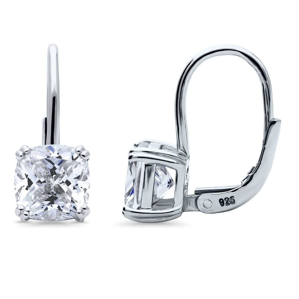 BERRICLE Sterling Silver Cubic Zirconia CZ Fashion Leverback Dangle Drop Earrings for Women, Rhodium Plated