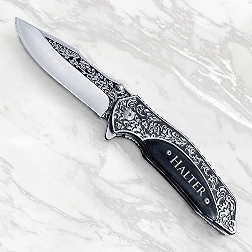 Classic Pocket Knife, Automatic Knife For Hunting, Outing, Stainless Steel Personalized Pocket Knife, Cool Knife for Dad, Husband, Boyfriend
