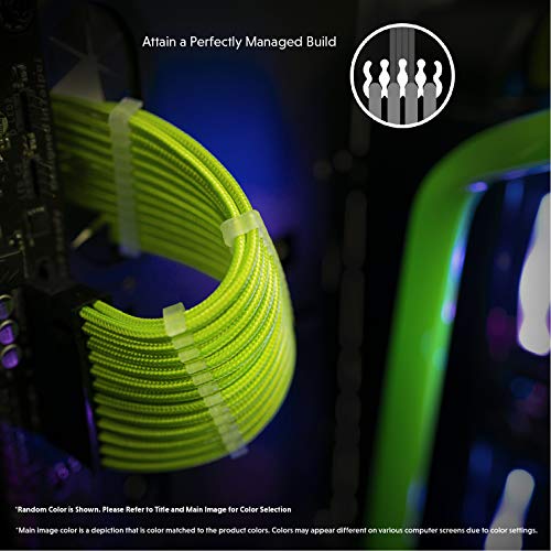 LINKUP - AVA 30cm PSU Cable Extension Sleeved Custom Mod GPU PC Braided w/Comb Kit | 1 x 24 P (20+4) | 2 x 8 P (4+4) CPU | 2 x 8 P (6+2) GPU Set | 300mm - GreenBlack