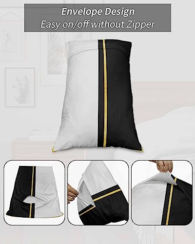 Edwiinsa Black White Pillow Covers King Standard Set of 2 20x36 Bed Pillow, Luxury Yellow Lace Modern Abstract Art Aesthetics Plush Soft Comfort for Hair/Skin Cooling Pillowcases with Envelop Closure