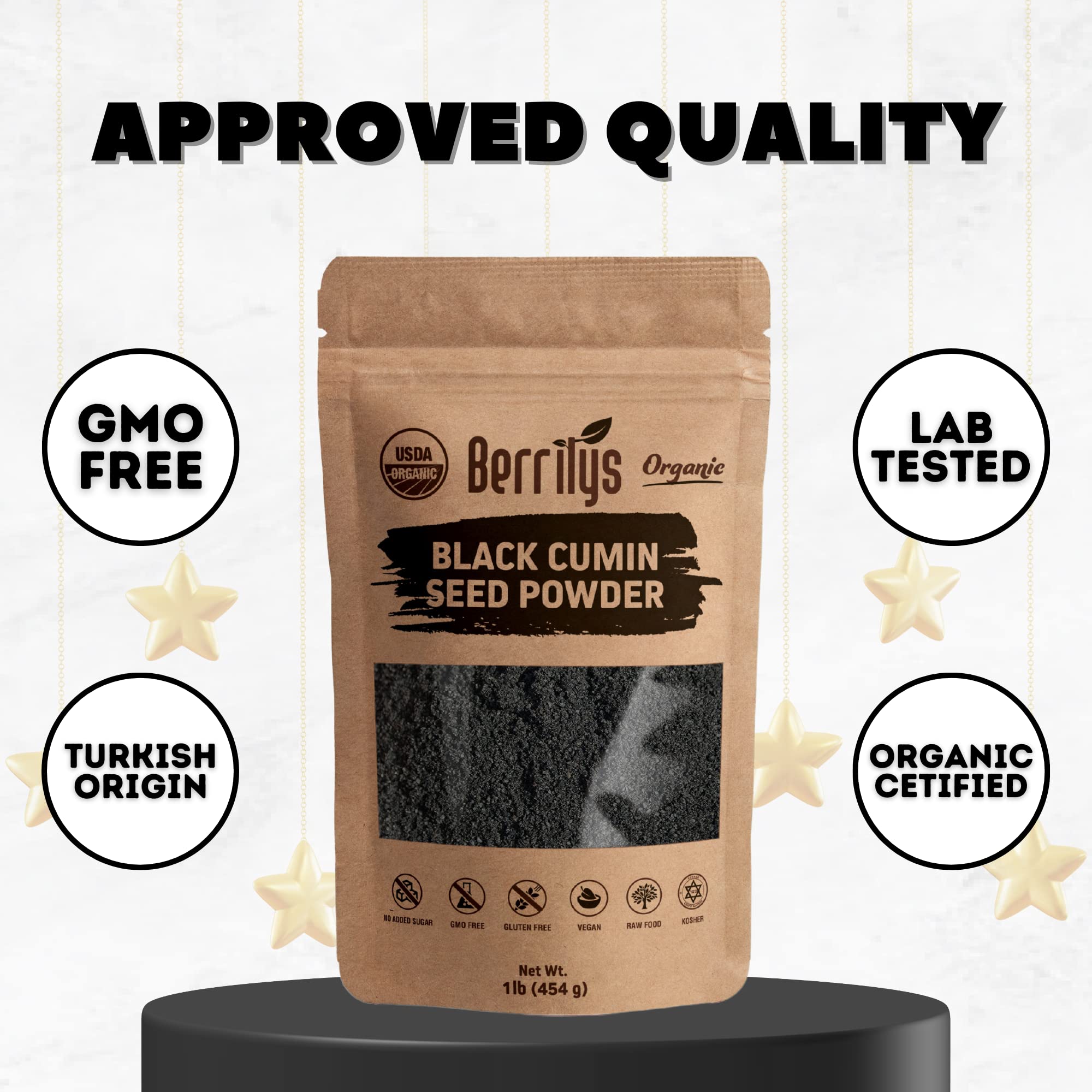 Berrilys Organic Black Seed Powder, Ground, 16 Ounces, Also Known As Nigella Sativa, Kalonji, Black Cumin Seed, Great for Baking and Bread Making